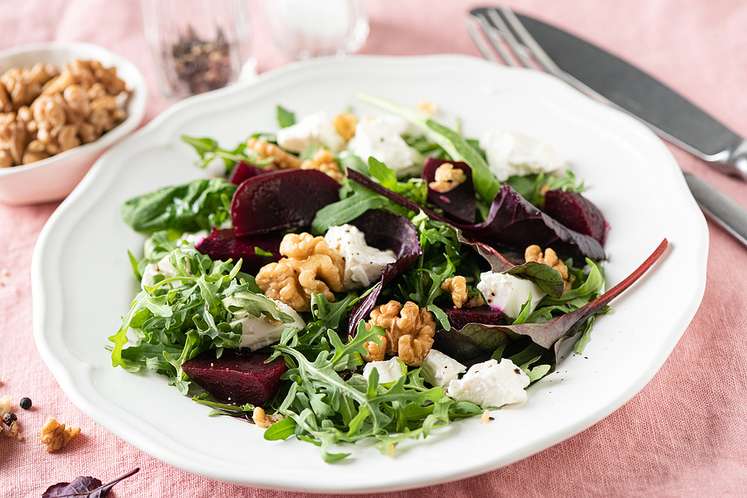 Vibrant Beetroot Salad with Honey, Feta Cheese & Walnuts - Hanna's Bees
